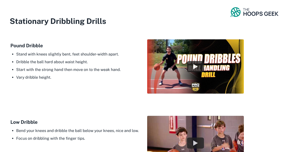 The Hoops Geek Drill Library | Stationary Dribbling Drills